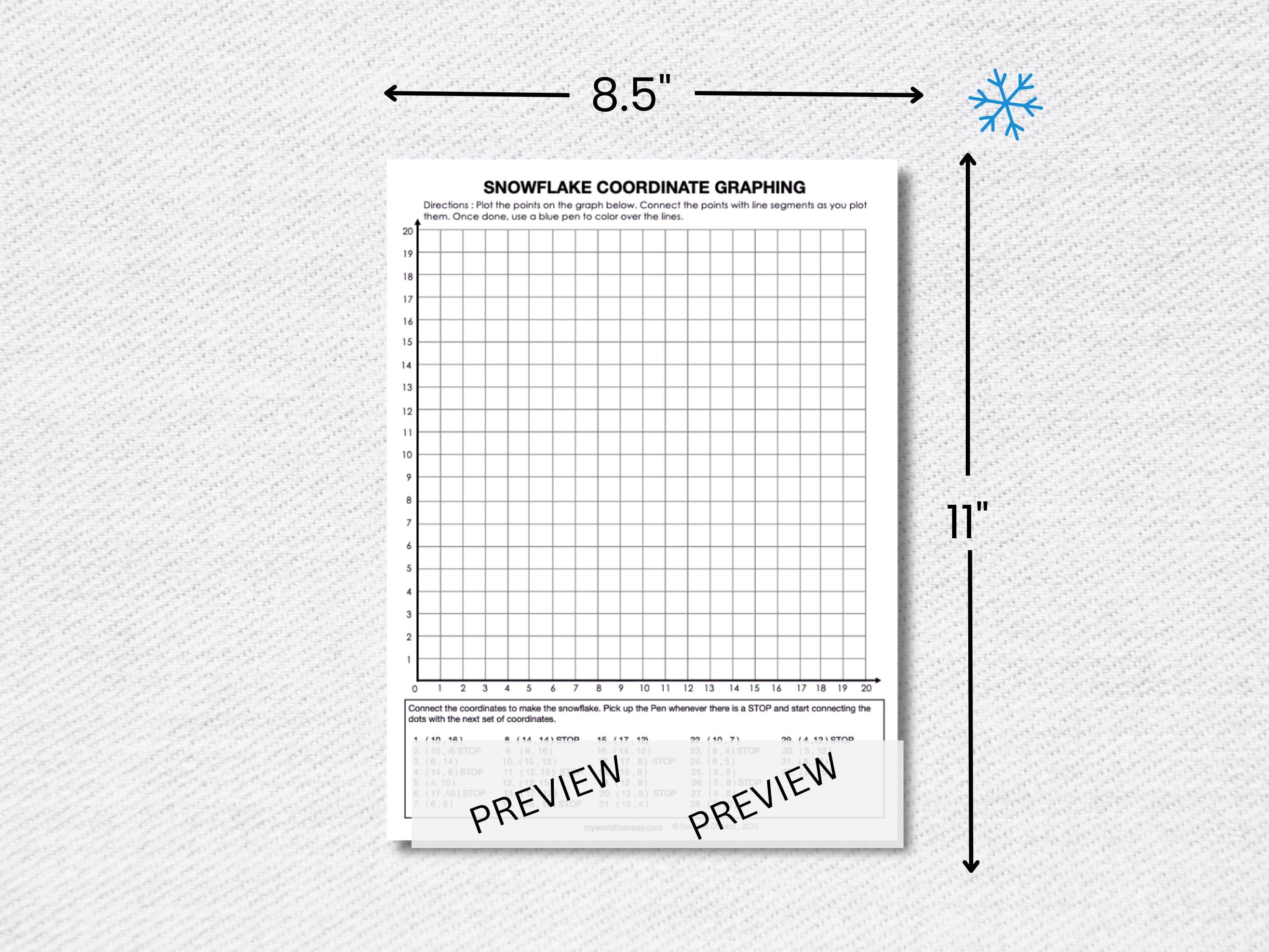 Snowflake Coordinate Graphing Worksheet, Winter Math Activity ...