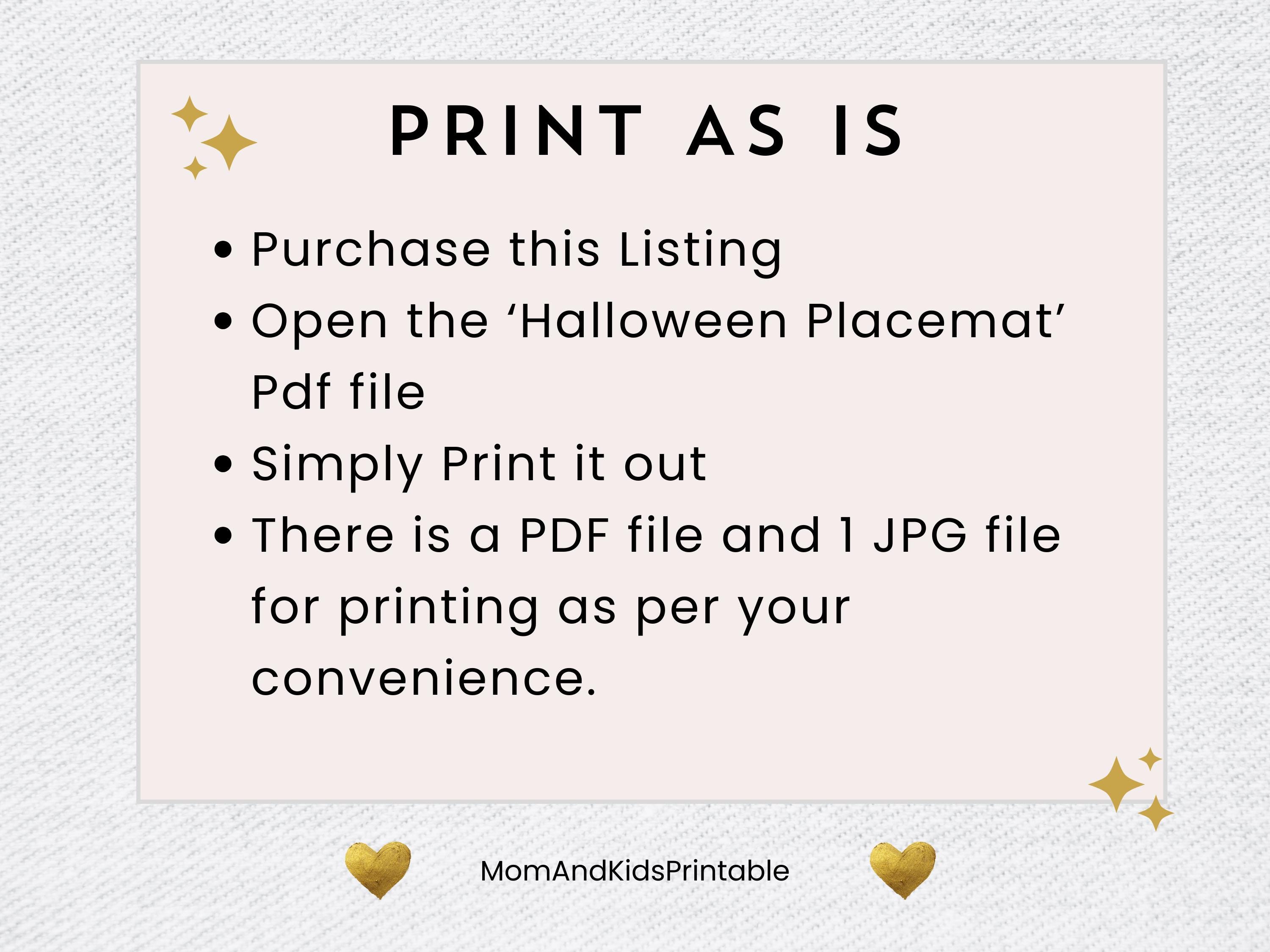 Halloween Printable Kids Activity Placemat, Coloring Page, Classroom ...