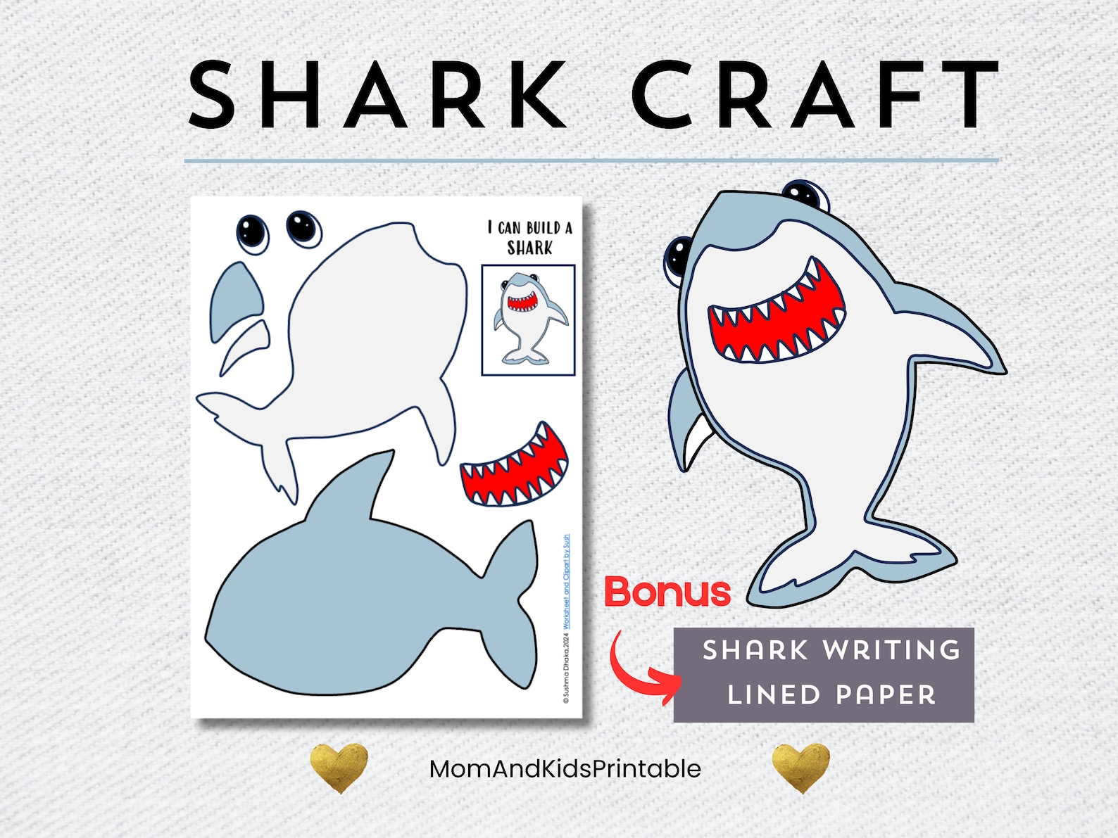 Shark Cut and Paste Craft Printable | Ocean Animal Activity for Kids ...