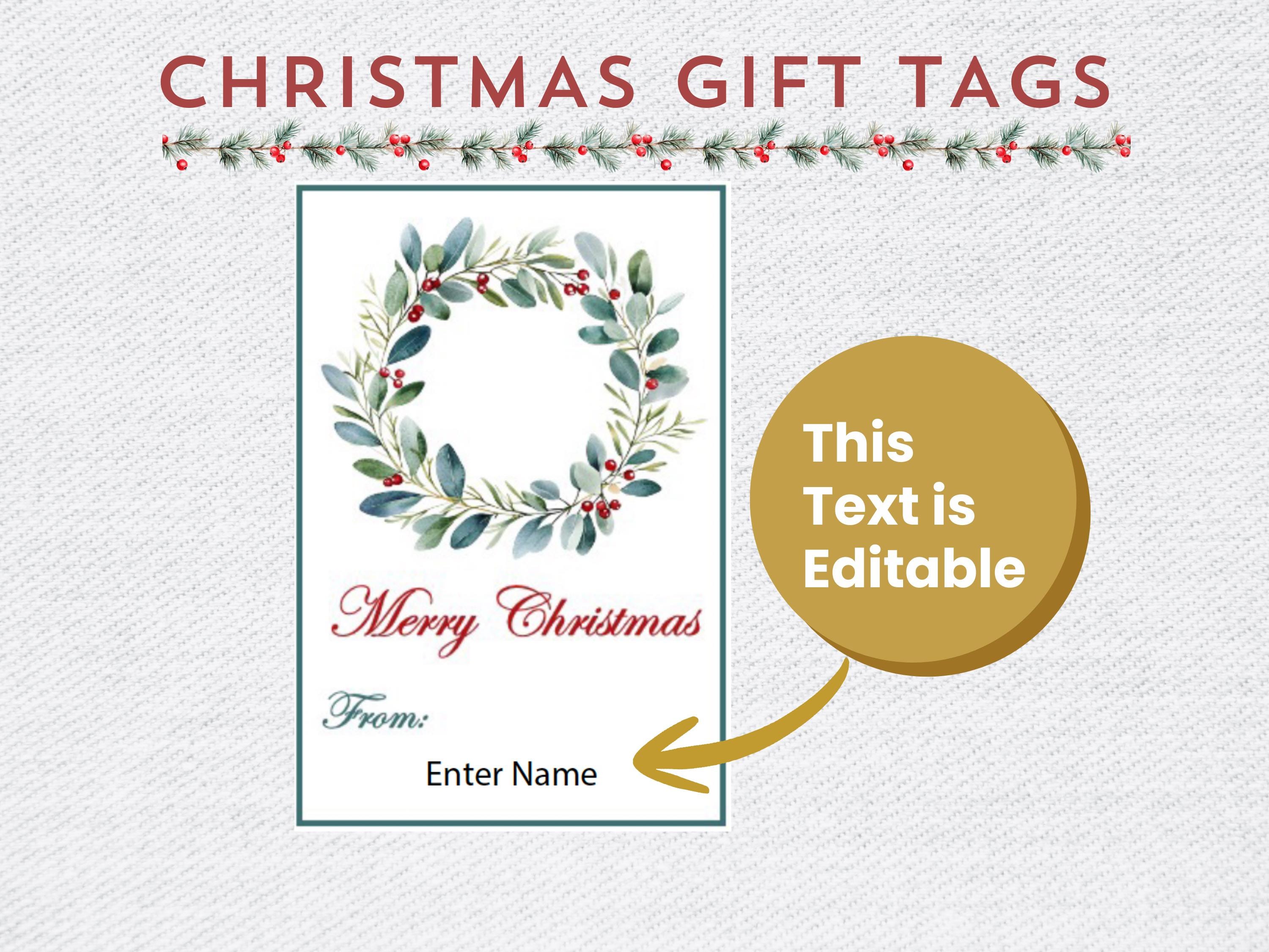 Christmas Gift Tags Printable, Editable Name Tags (digital Download) - Etsy