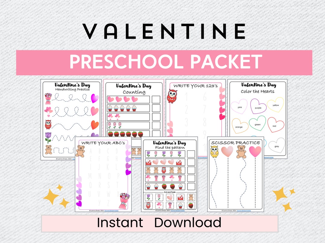 Valentine Preschool Packet, Valentine Preschool Printable, Montessori ...