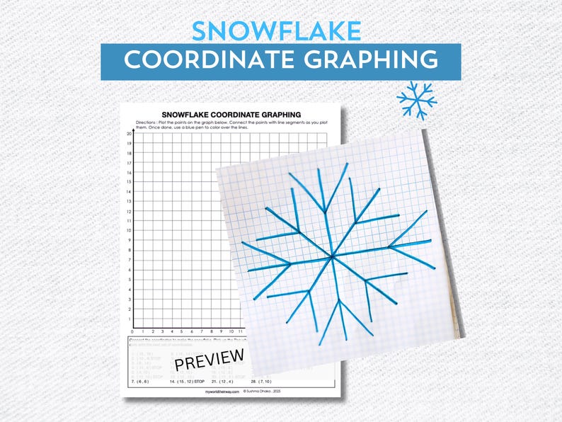 Snowflake Coordinate Graphing Worksheet, Winter Math Activity ...