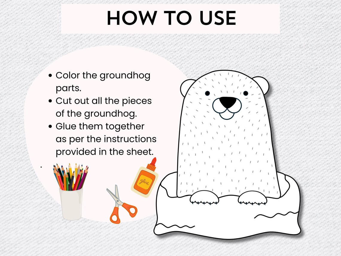 Groundhog Day Craft | Cut and Paste Activity, Fine Motor Skill (PDF ...