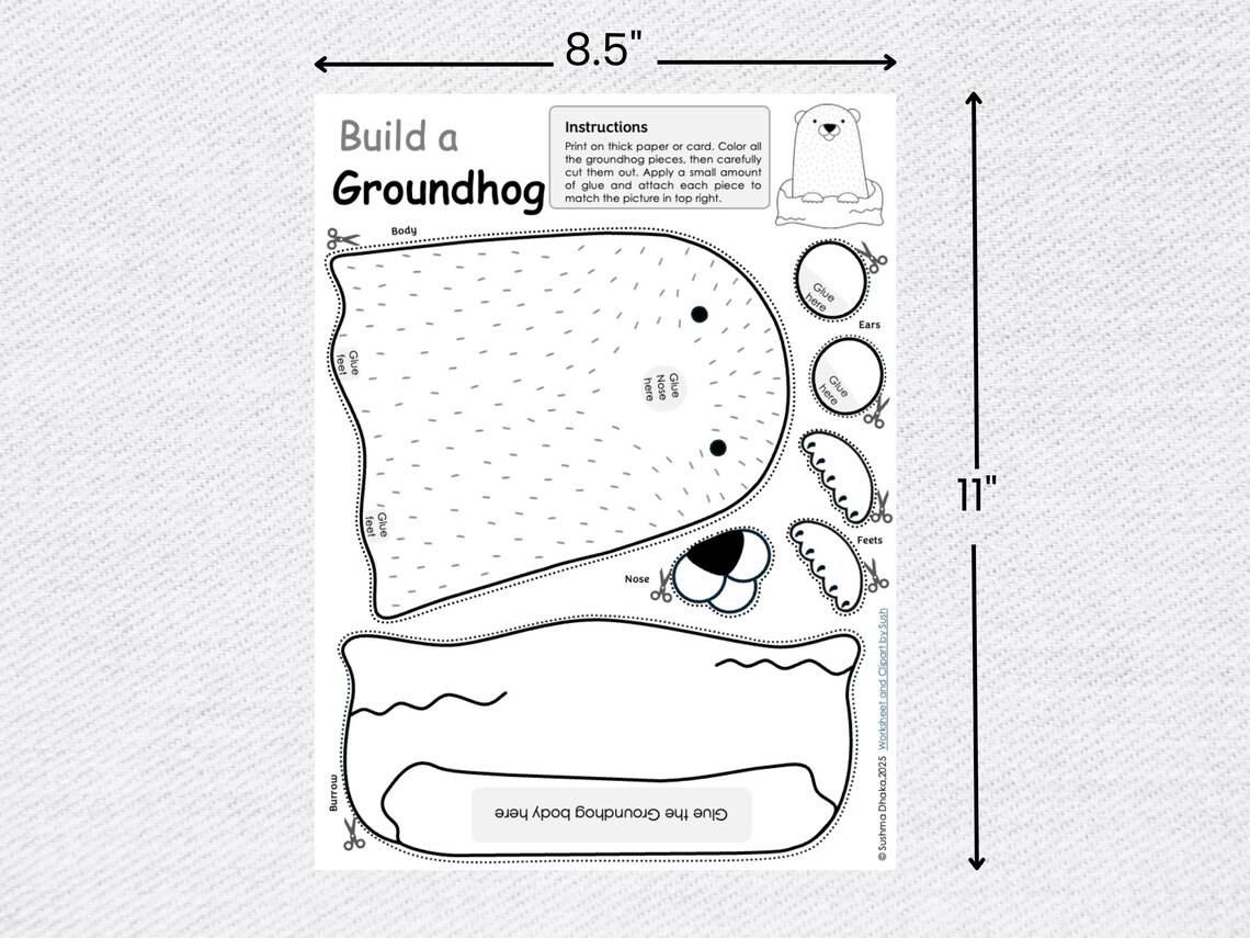 Groundhog Day Craft | Cut and Paste Activity, Fine Motor Skill (PDF ...