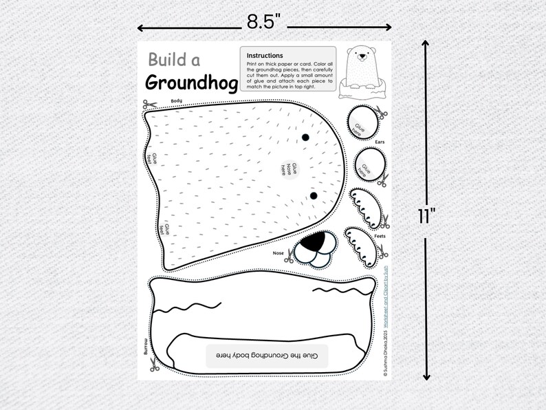 Groundhog Day Craft | Cut and Paste Activity, Fine Motor Skill (PDF ...