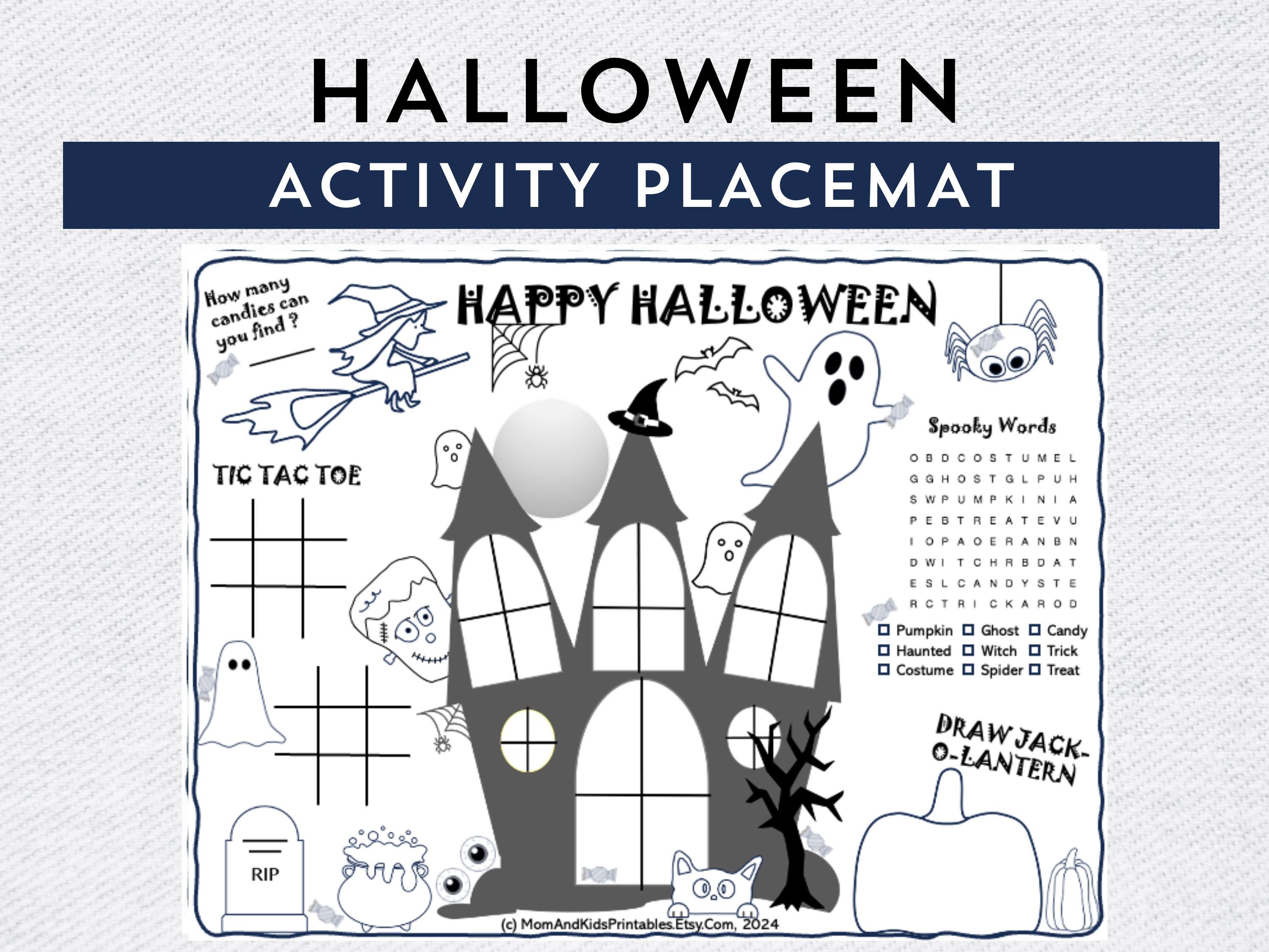 Halloween Printable Kids Activity Placemat, Coloring Page, Classroom ...