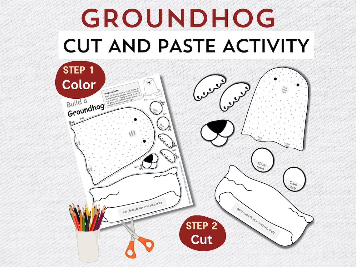 Groundhog Day Craft | Cut and Paste Activity, Fine Motor Skill (PDF ...