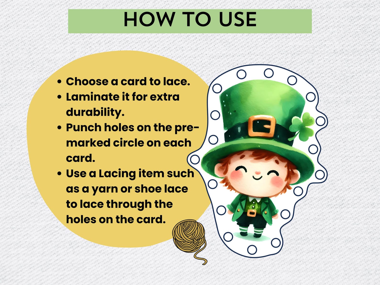 St Patricks Day Lacing Cards Printable, Fine Motor Skills Activity ...