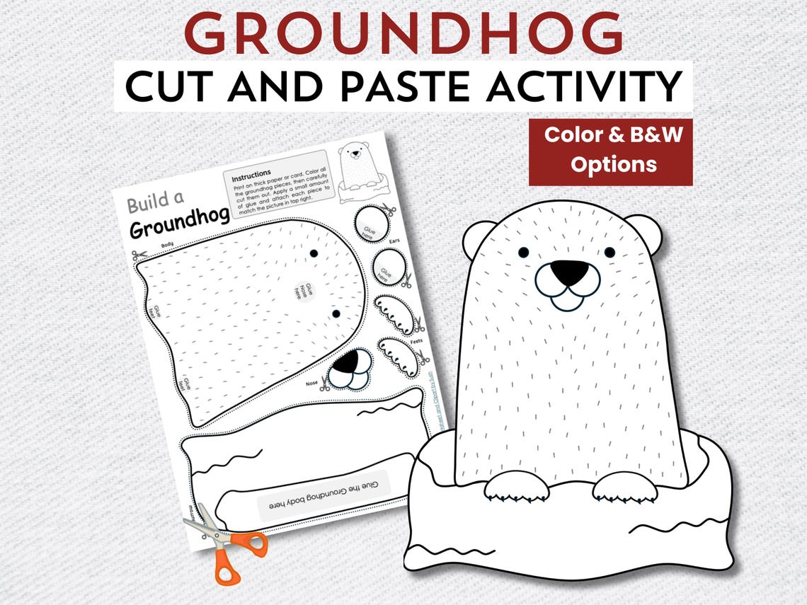 Groundhog Day Craft | Cut and Paste Activity, Fine Motor Skill (PDF ...