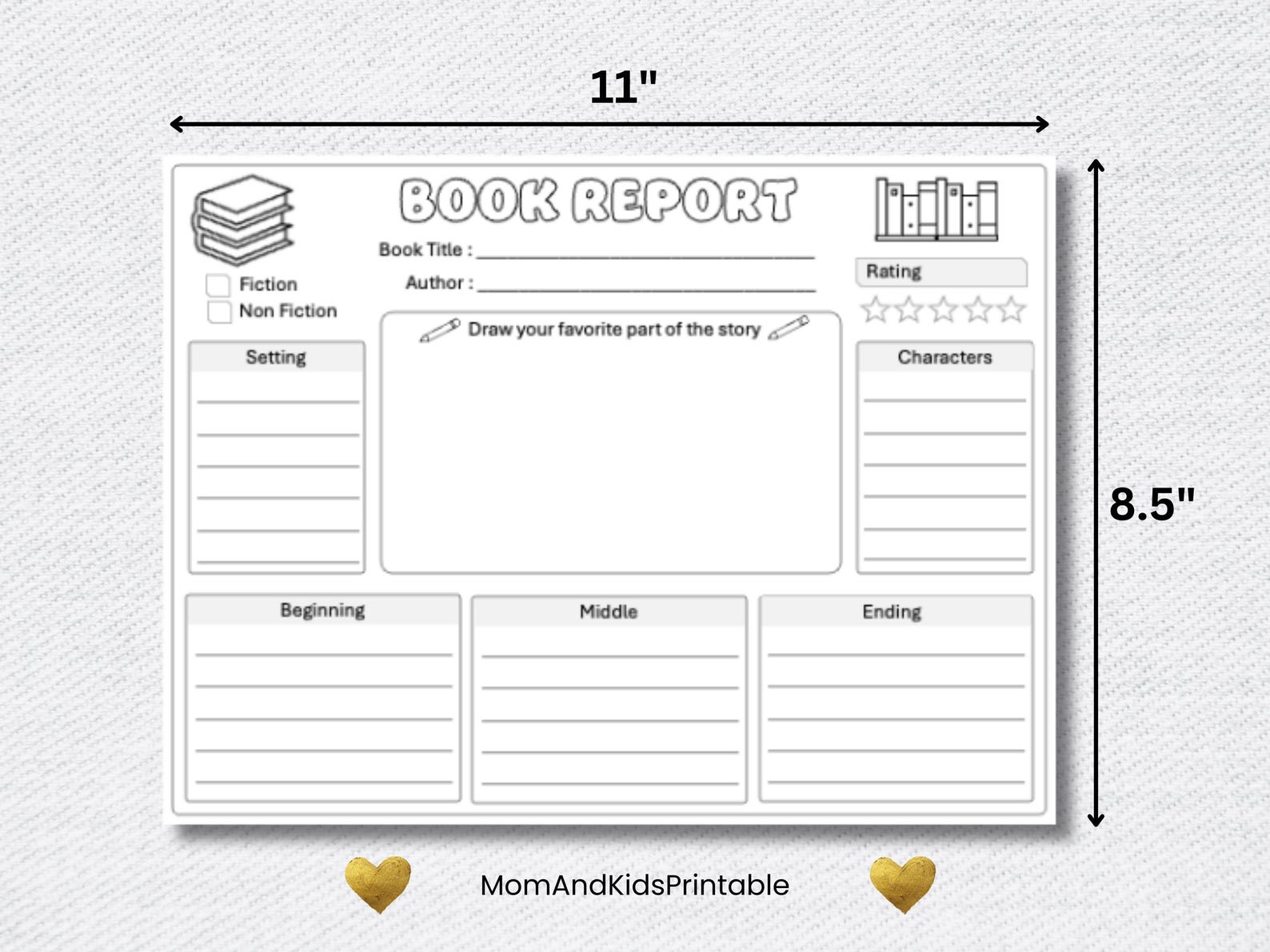 Book Report Template Printable | Reading Comprehension Worksheet for ...