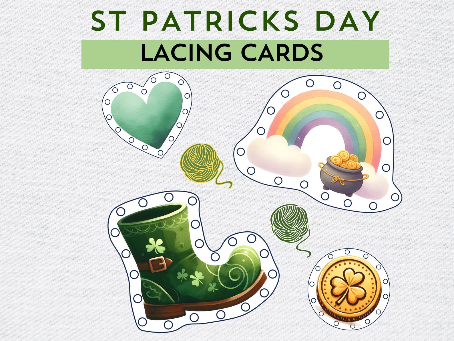 St Patricks Day Lacing Cards Printable, Fine Motor Skills Activity ...