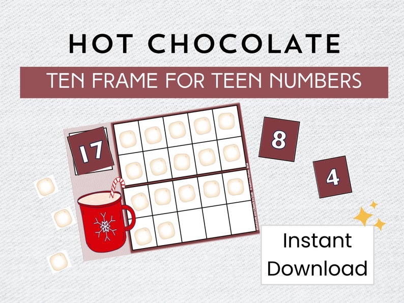 Winter Marshmallow Counting Ten Frame Mat for Numbers 1-20 - Montessori ...