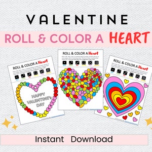 Valentine Roll a Heart Dice Game: Classroom Party Activity (printable ...