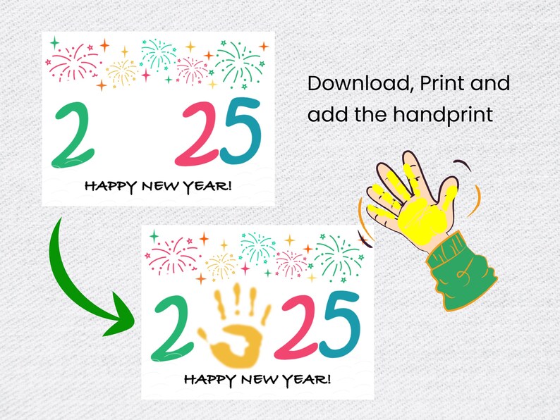 2025 New Year Handprint Art for Preschool, Babies and Kids, a Keepsake ...