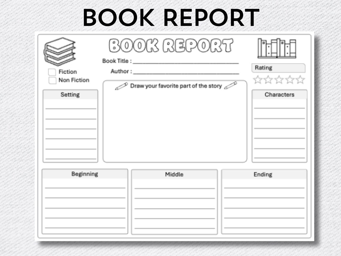 Book Report Template Printable | Reading Comprehension Worksheet for ...
