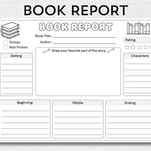 Book Report Template Printable | Reading Comprehension Worksheet for ...