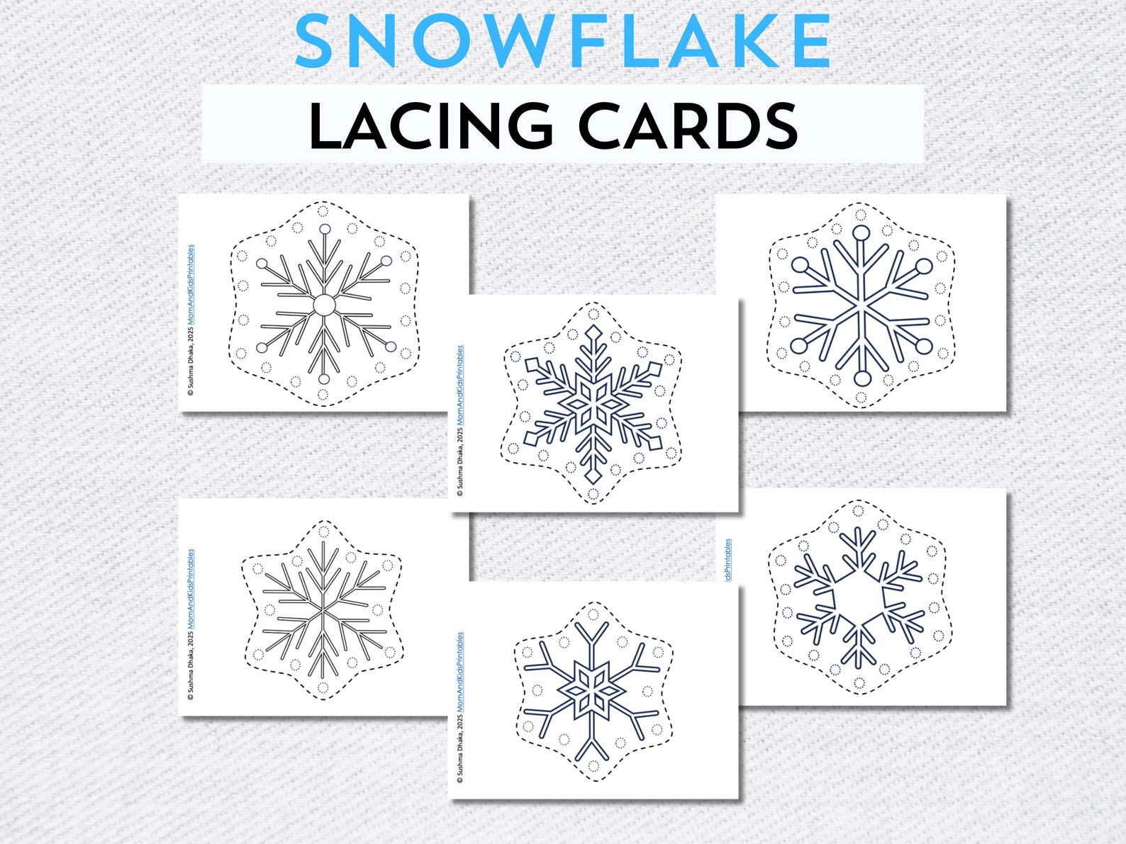 Snowflake Lacing Cards | Winter Fine Motor Activity (PDF) - Etsy