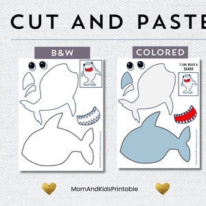 Shark Cut and Paste Craft: Preschool Printable Activity (PDF) - Etsy
