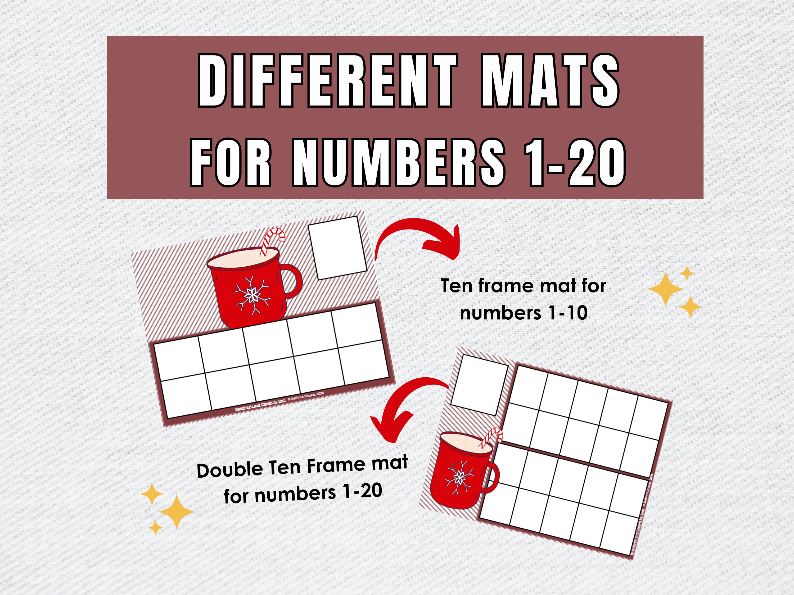 Winter Marshmallow Counting Ten Frame Mat for Numbers 1-20 - Montessori ...