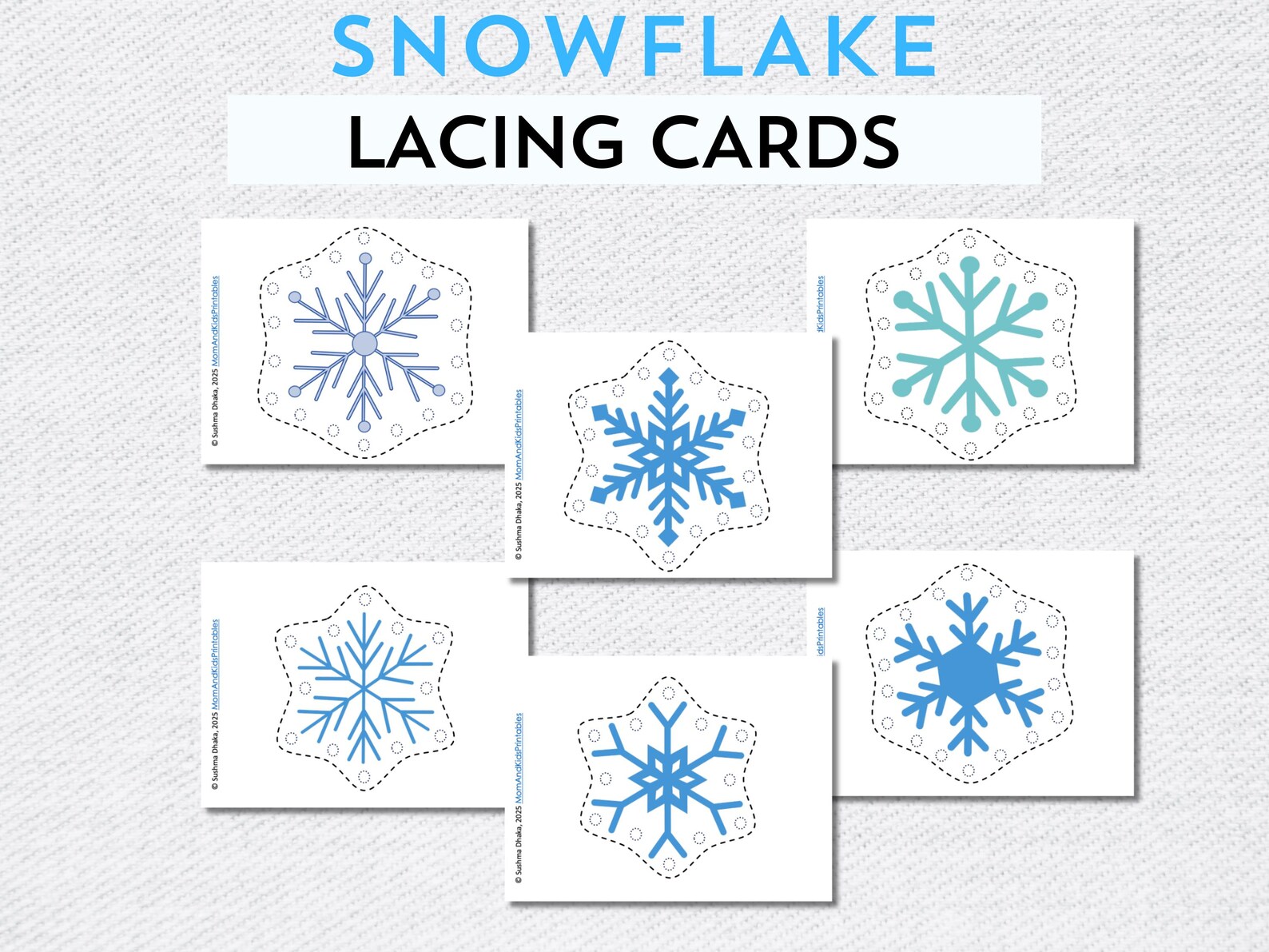 Snowflake Lacing Cards | Winter Fine Motor Activity (PDF) - Etsy