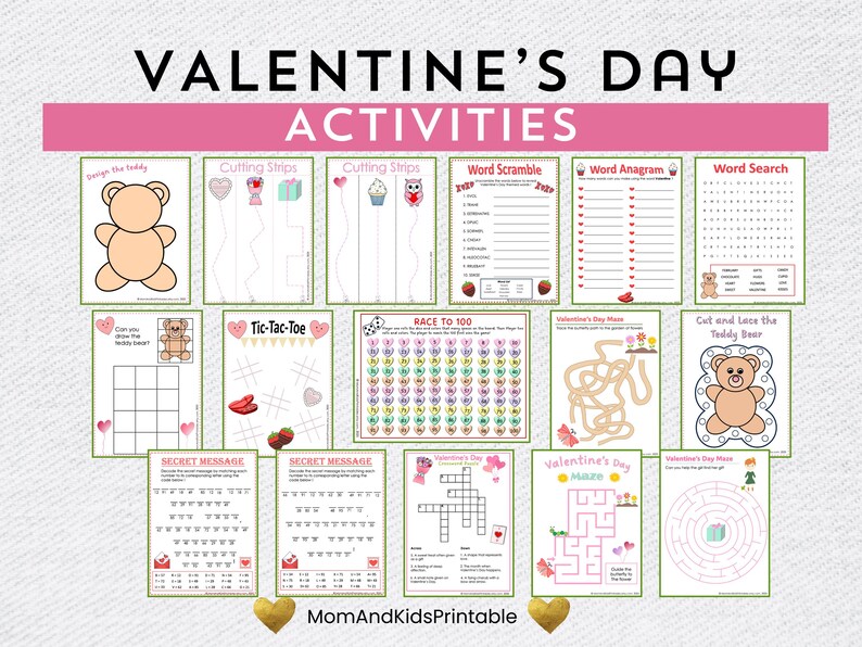 Printable Valentine's Day Kid's Activities Bundle, Valentine Classroom ...