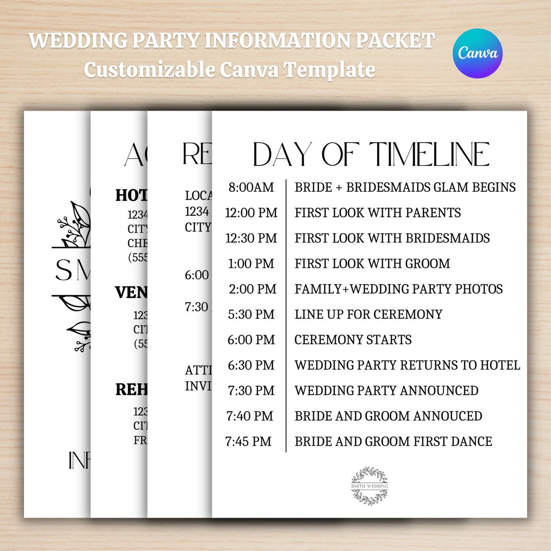 WEDDING PARTY INFORMATION | Informational Packet for Wedding Party ...