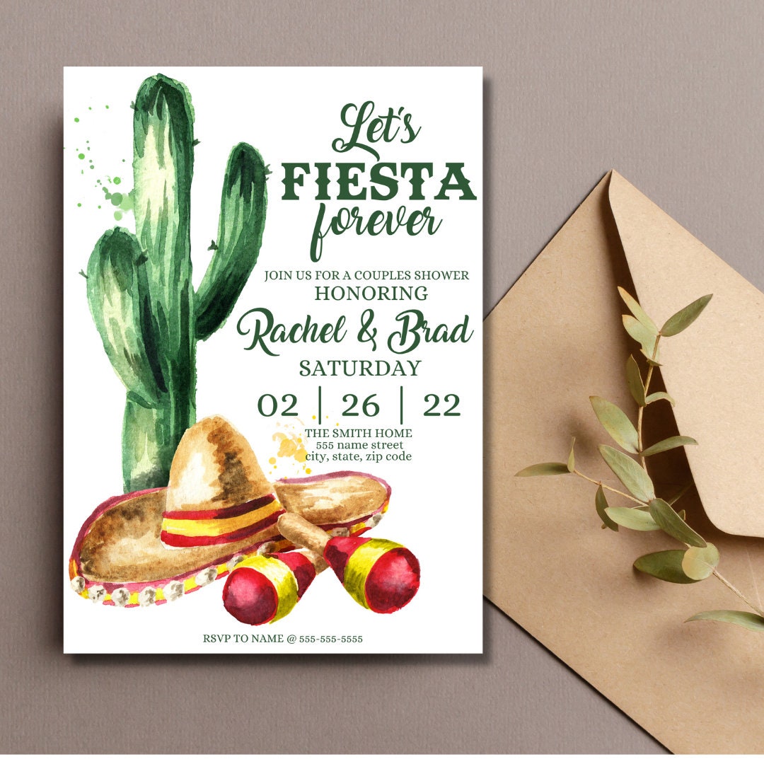 FIESTA COUPLES SHOWER Invitation Template - Customizable Canva Template ...