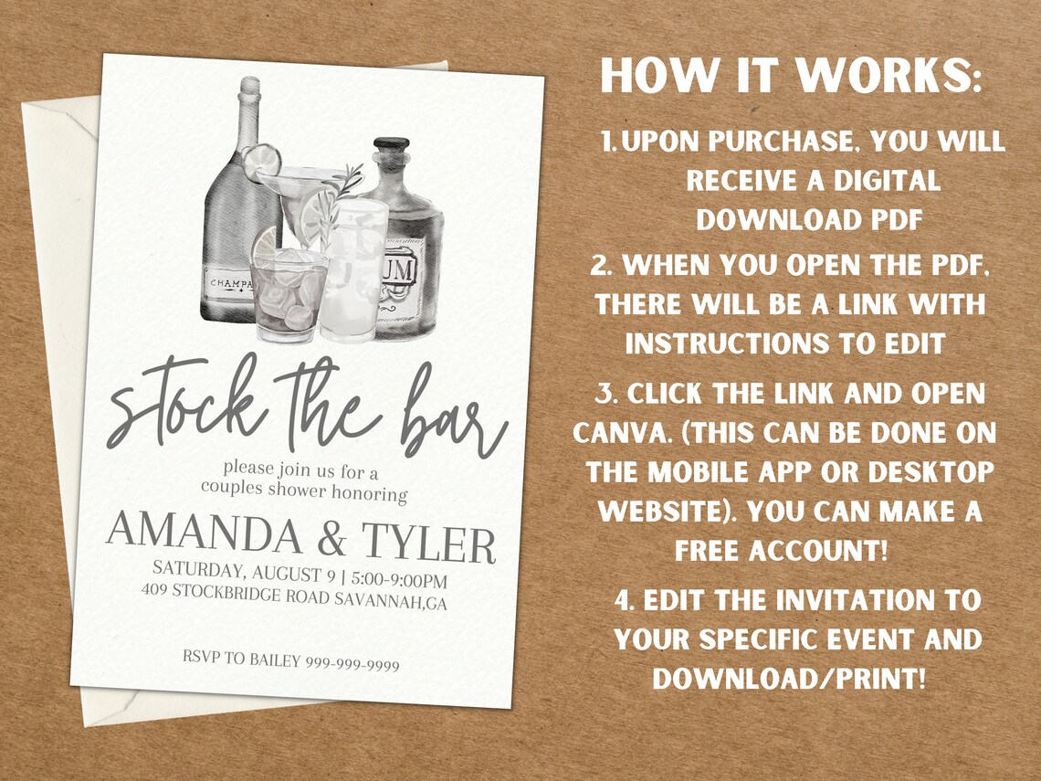 Stock the Bar Invitation Couples Shower Invitation Invitation Template ...