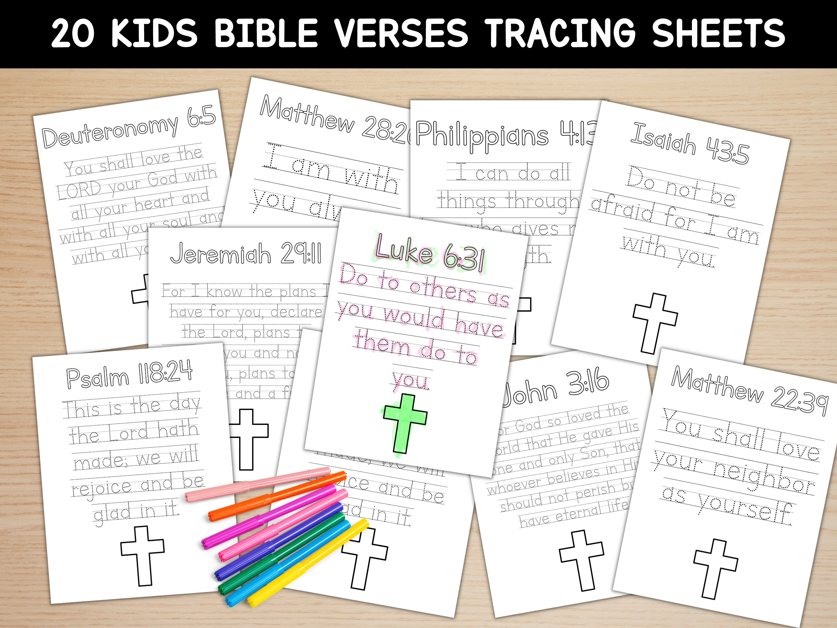 20 Bible Verses Tracing Sheets | Teach Bible Verses | Vacation Bible ...