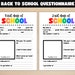 First Day & Last Day of School Questionnaire Printable Back to School ...