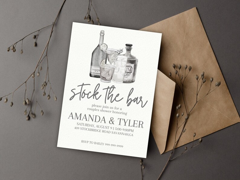 Stock the Bar Invitation | Couples Shower Invitation | Invitation ...