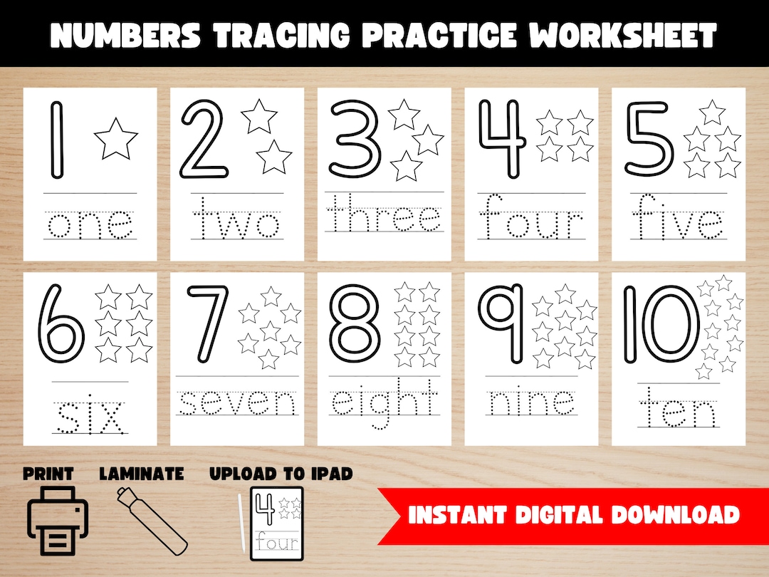 1-10 Numbers Tracing Practice - Printable Worksheet for Young Learners ...