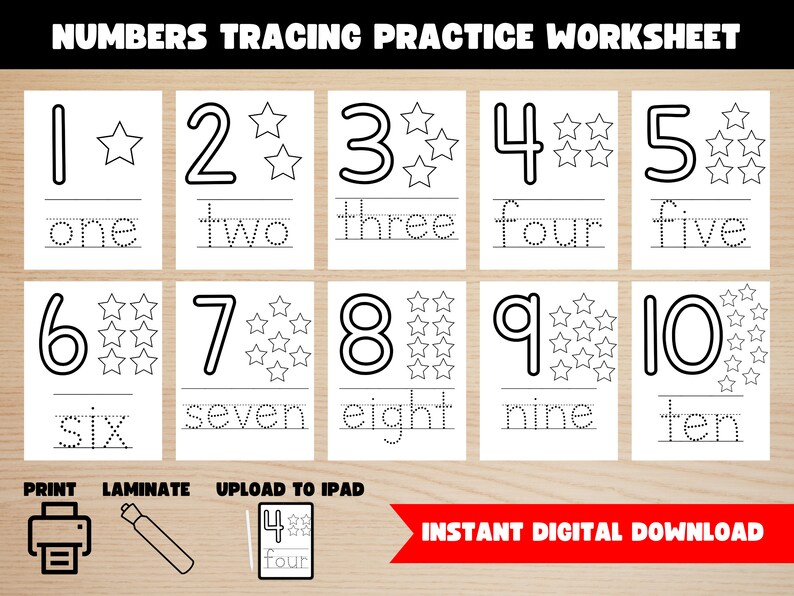 1-10 Numbers Tracing Practice - Printable Worksheet for Young Learners ...