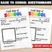First Day & Last Day of School Questionnaire Printable Back to School ...