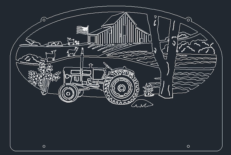 Farm Scene Metal Sign Dxf Cut File - Etsy