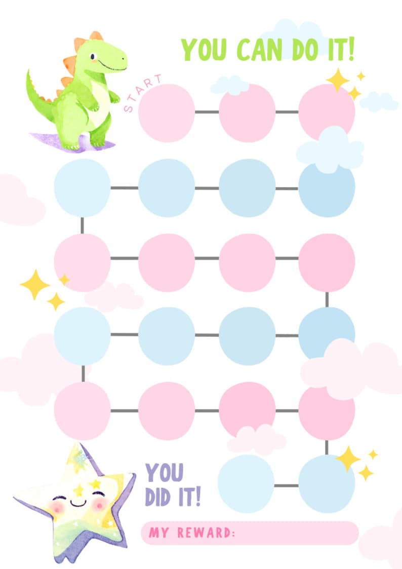 Kid's Reward Chart Behavior Incentive Board, Chore Tracker, Star ...