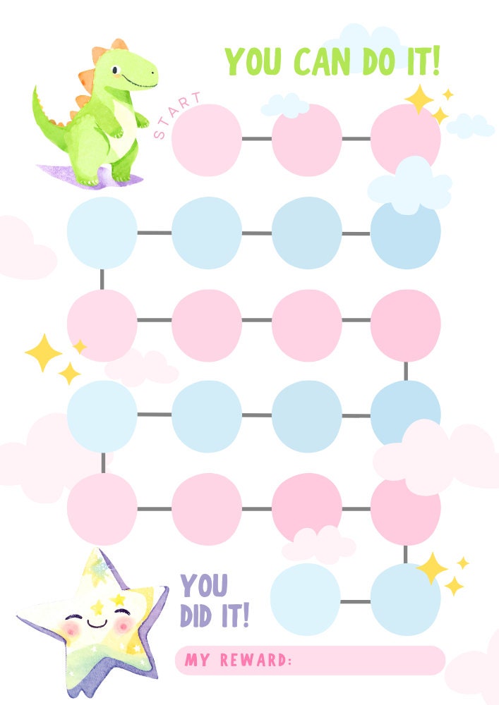 Kid's Reward Chart Behavior Incentive Board, Chore Tracker, Star ...