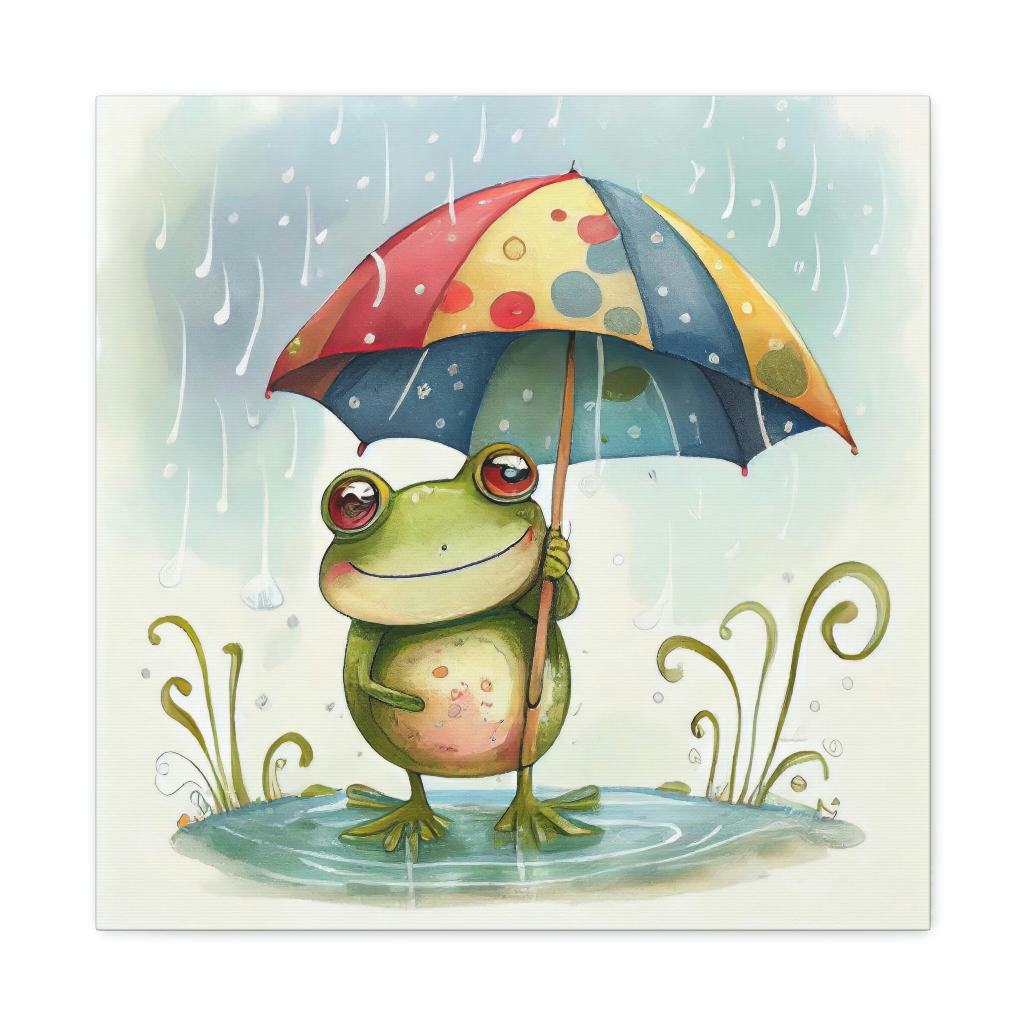 A Frog in the Rain With an Umbrella. Cute, Whimsical Children's Artwork ...