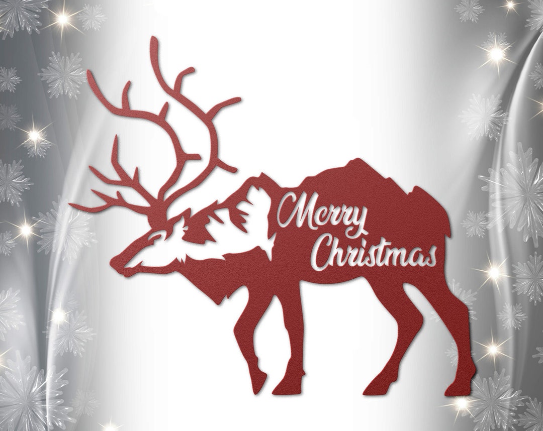 Christmas Metal Sign Merry Christmas Reindeer - Etsy