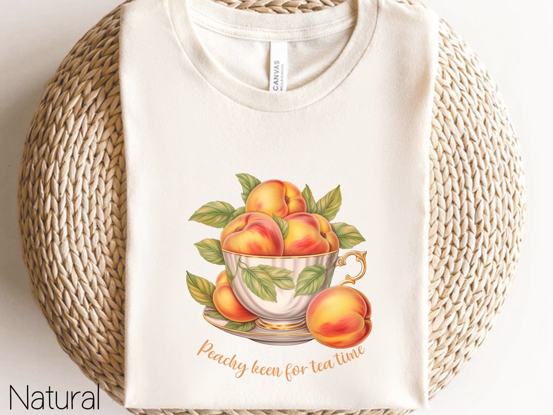 Peaches Shirt,tea Lover Tshirt,cottagecore Clothing,teacup Shirt,fruit ...
