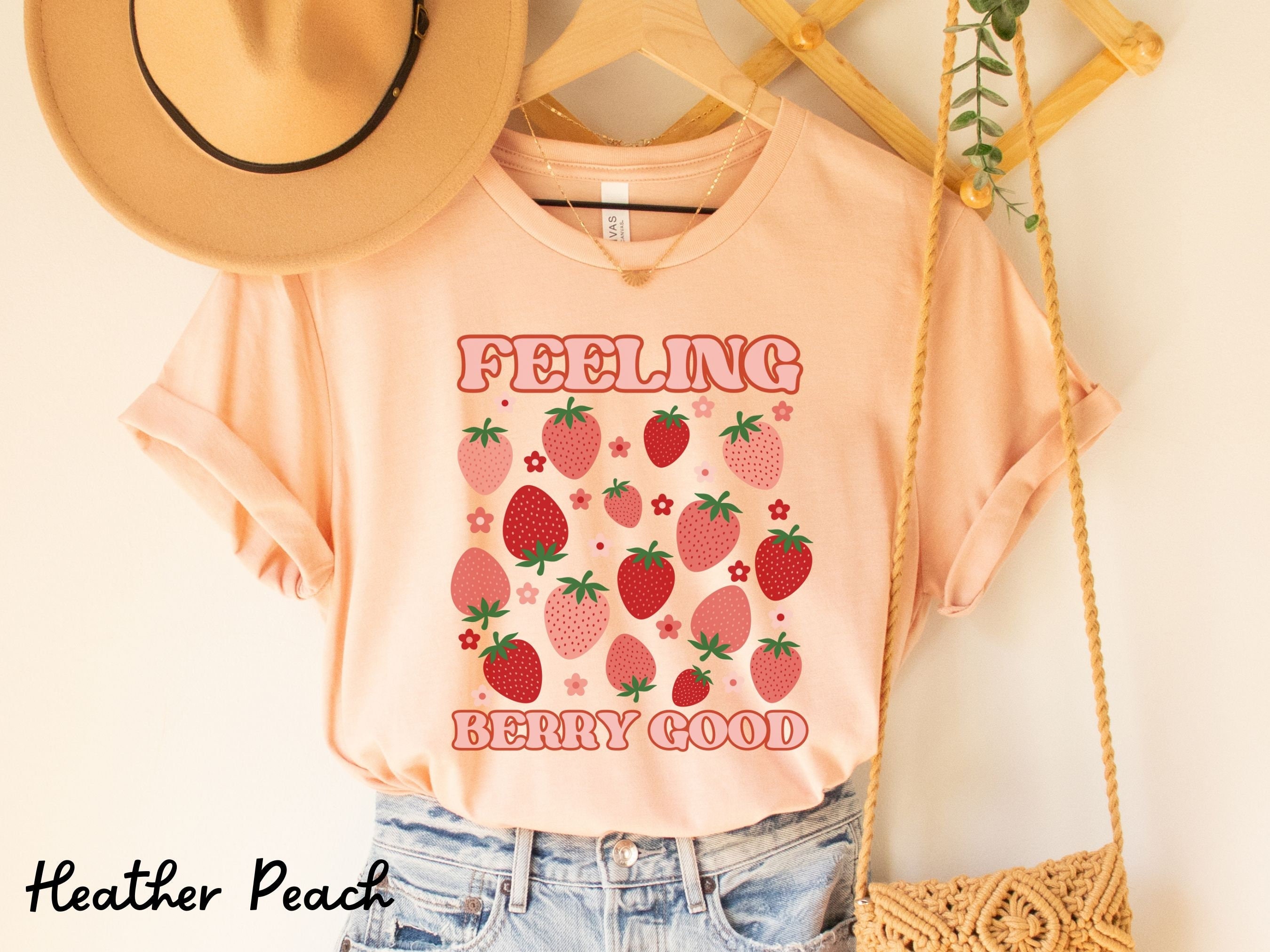 Feeling Berry Good Strawberry Print Retro Shirt,strawberry Shirt ...