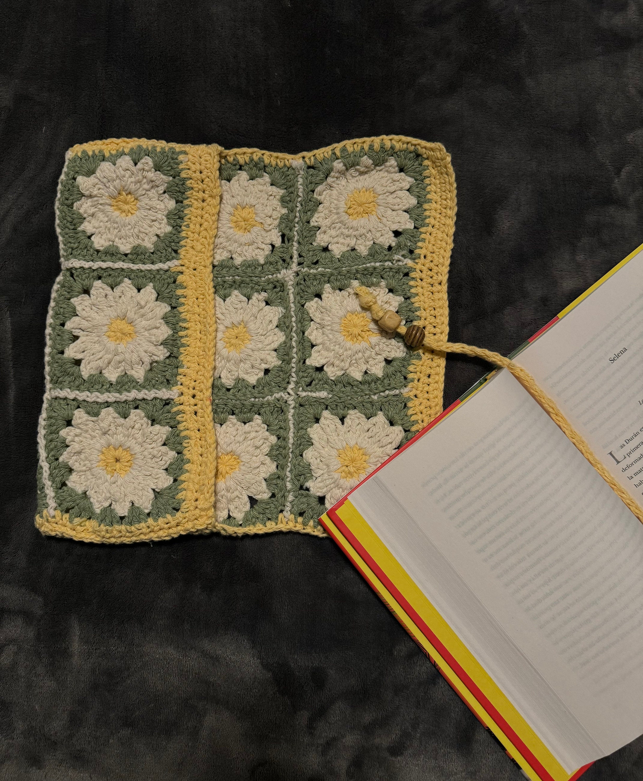 Granny Square Book Cover With Rope Bookmark Made to Order Boho ...
