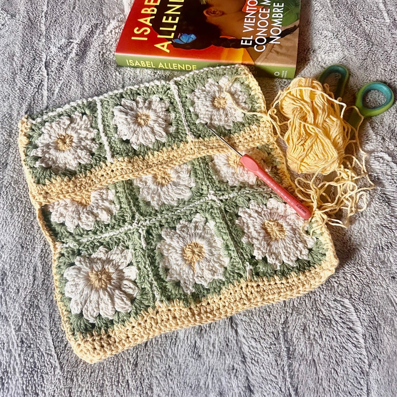 Granny Square Book Cover With Rope Bookmark Made to Order Boho ...