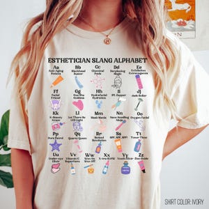 Esthetician Slang Alphabet Shirt, Skin Therapist Tee, Gift for ...
