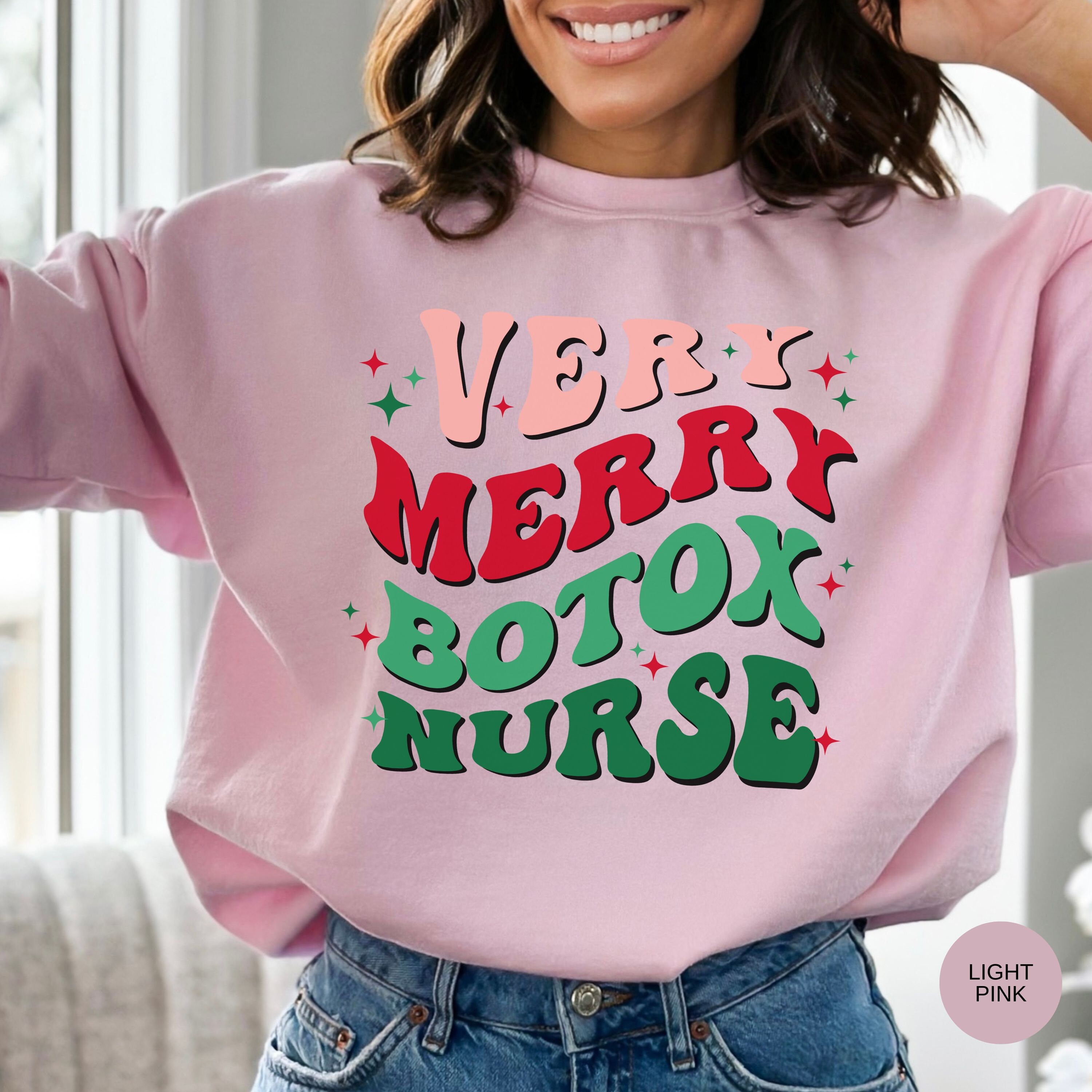 Retro Botox Christmas Crewneck Sweatshirt, Botox Dealer Holiday Apparel ...
