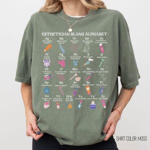 Esthetician Slang Alphabet Shirt, Skin Therapist Tee, Gift for ...