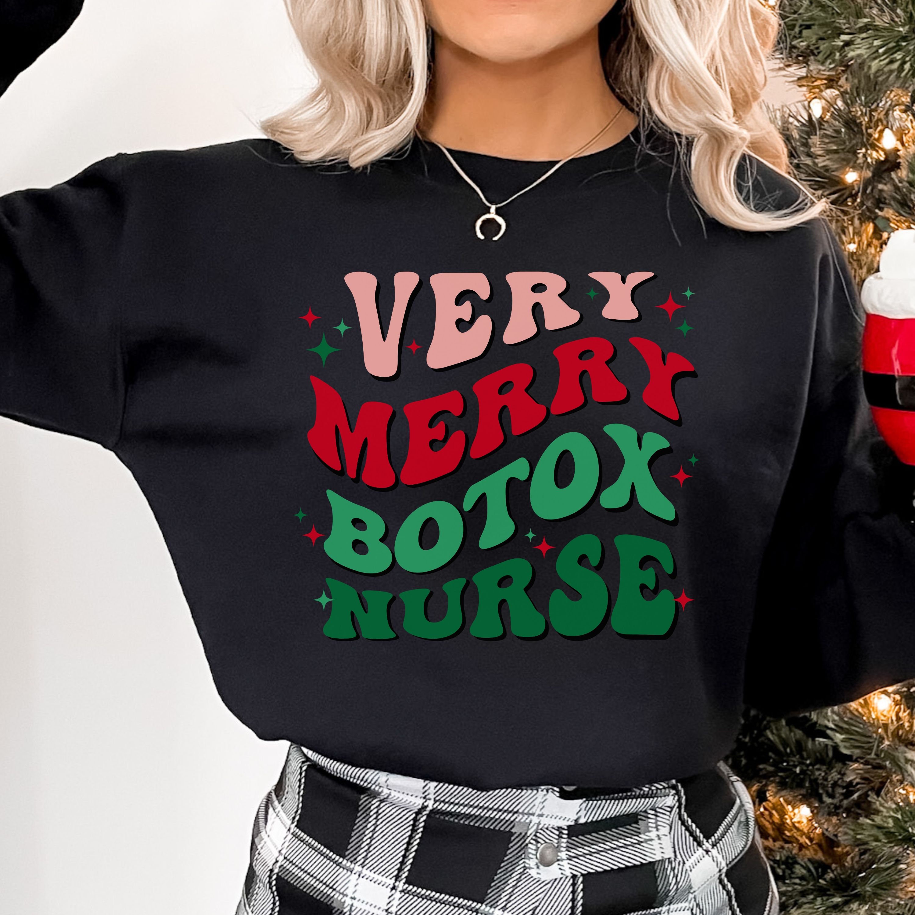 Retro Botox Christmas Crewneck Sweatshirt, Botox Dealer Holiday Apparel ...