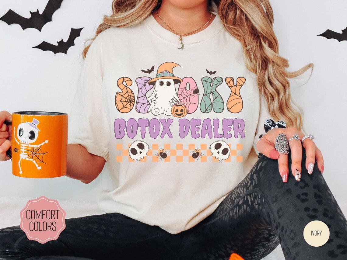 Spooky Botox Dealer Halloween Shirt, Retro Halloween Nurse Injector ...
