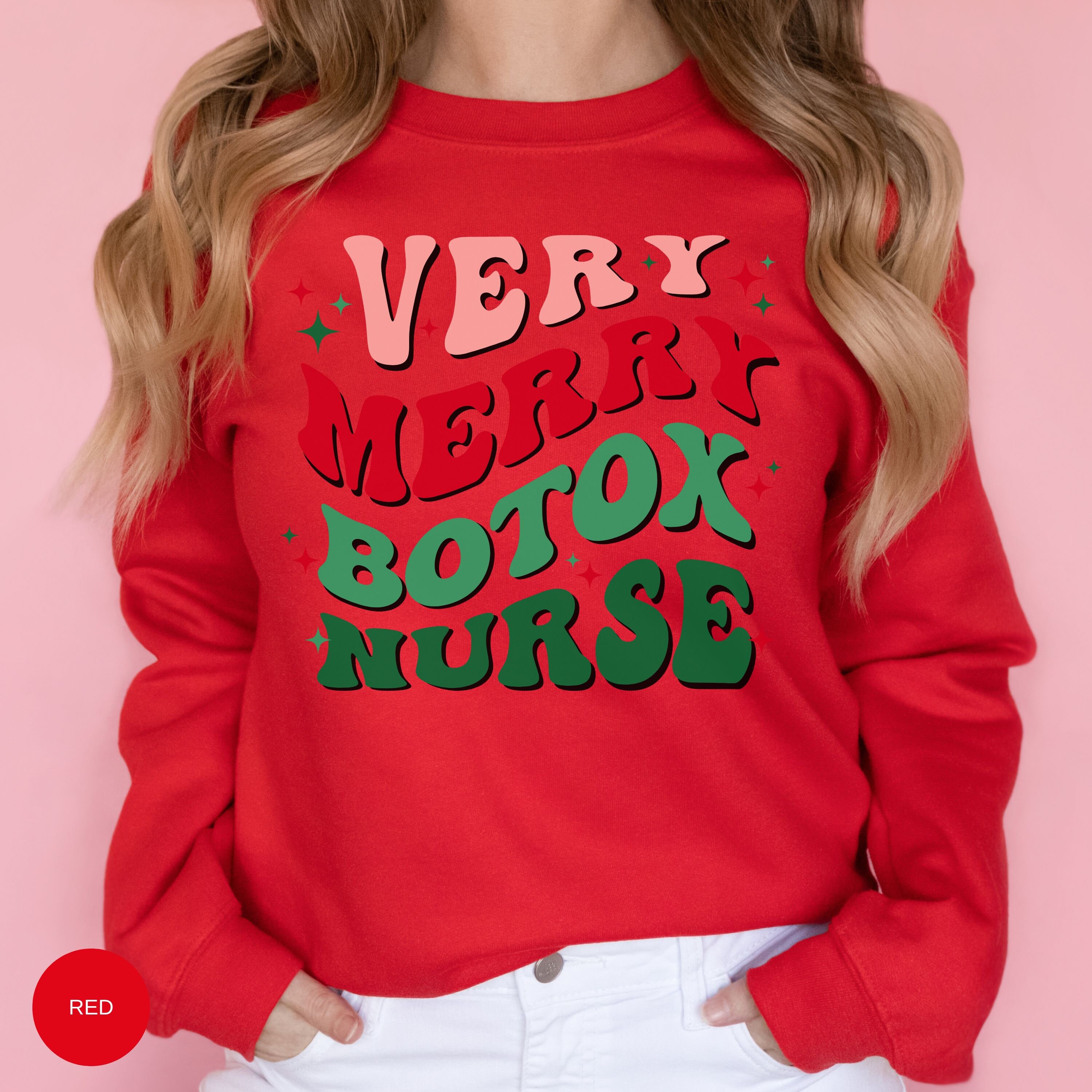 Retro Botox Christmas Crewneck Sweatshirt, Botox Dealer Holiday Apparel ...