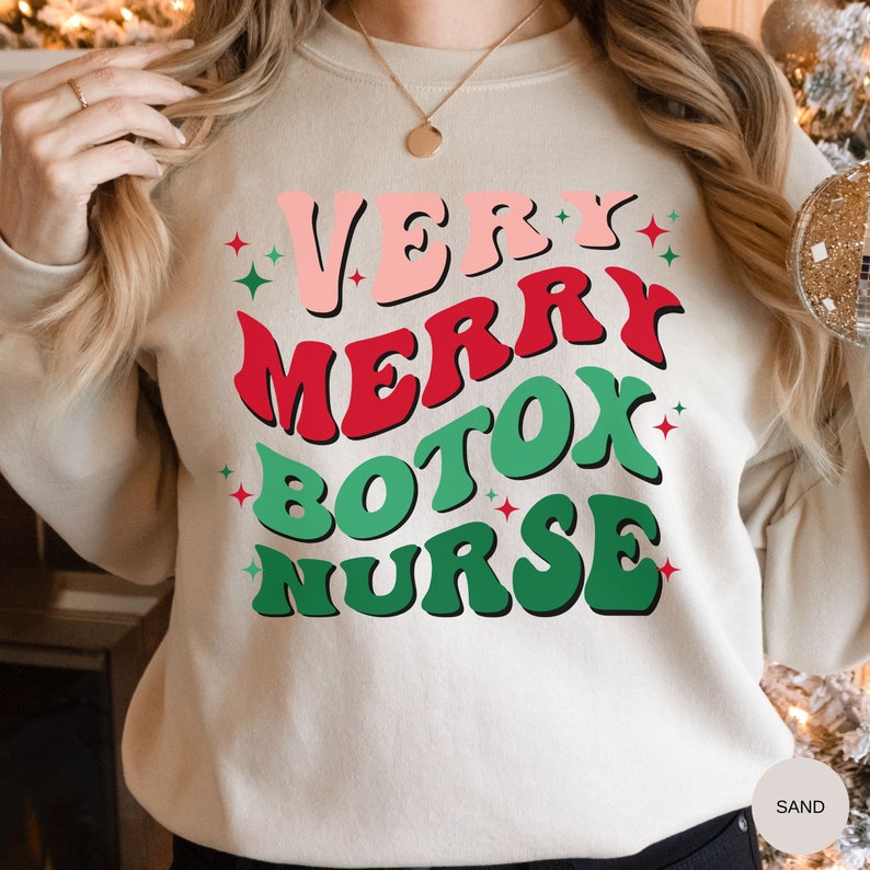 Retro Botox Christmas Crewneck Sweatshirt, Botox Dealer Holiday Apparel ...